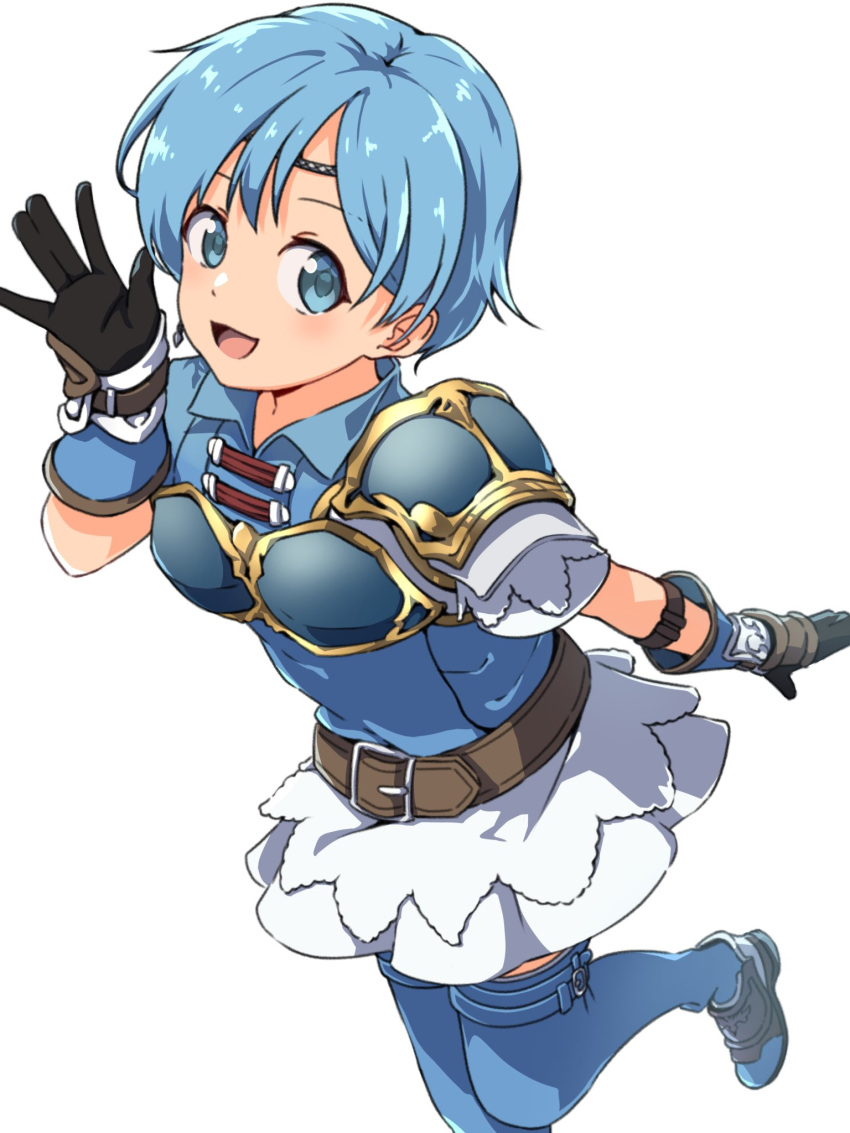 Safebooru - 1girl armor blue armor blue eyes blue hair blue thighhighs ...