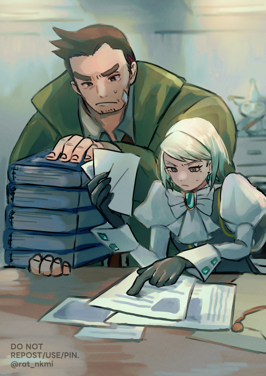 Safebooru - 1boy 1girl absurdres ace attorney bandage on face bandages black eyes black gloves ...