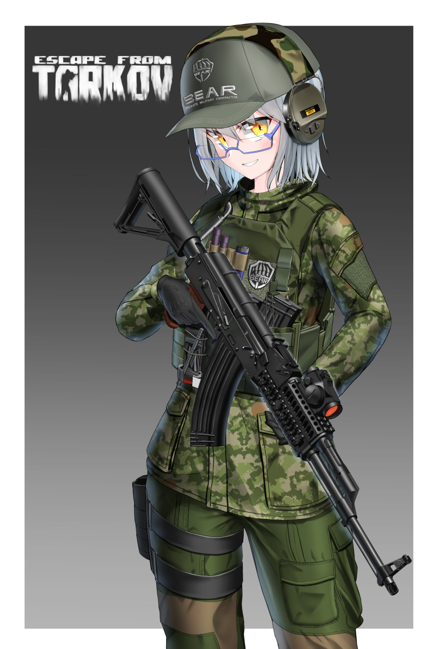 Safebooru - 1girl absurdres akm assault rifle bulletproof vest escape ...