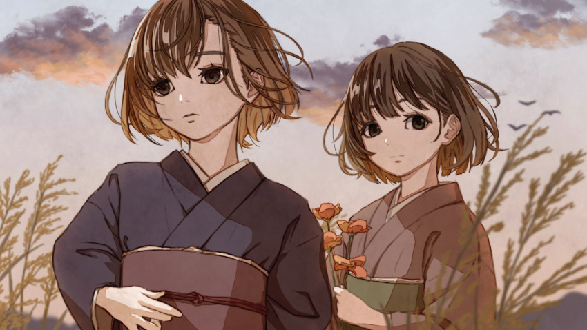 Safebooru - 2girls blurry blurry background brown eyes brown hair ...