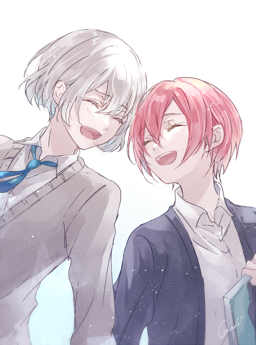 Safebooru - 1boy 1girl androgynous blue necktie blush closed eyes ...