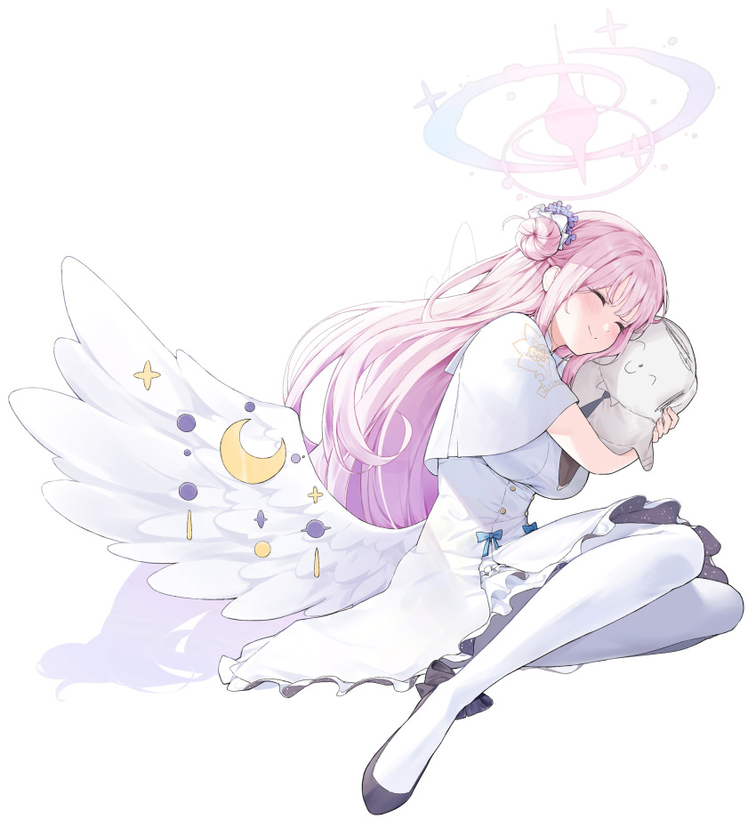 Safebooru - 1girl angel wings black footwear blue archive breasts closed eyes closed mouth ...