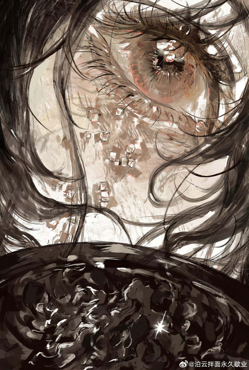 Safebooru - 1girl absurdres bags under eyes black hair brown eyes close-up eye focus eyelashes ...