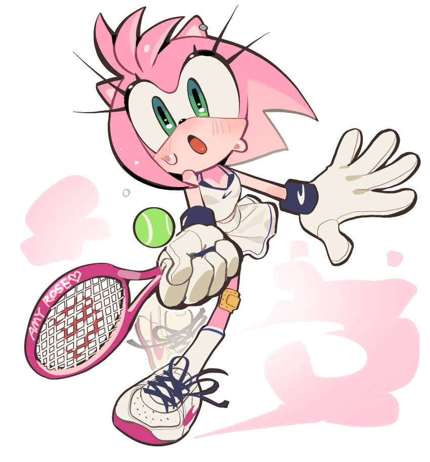 Safebooru - amy rose ball bare arms bare shoulders blush gloves green ...