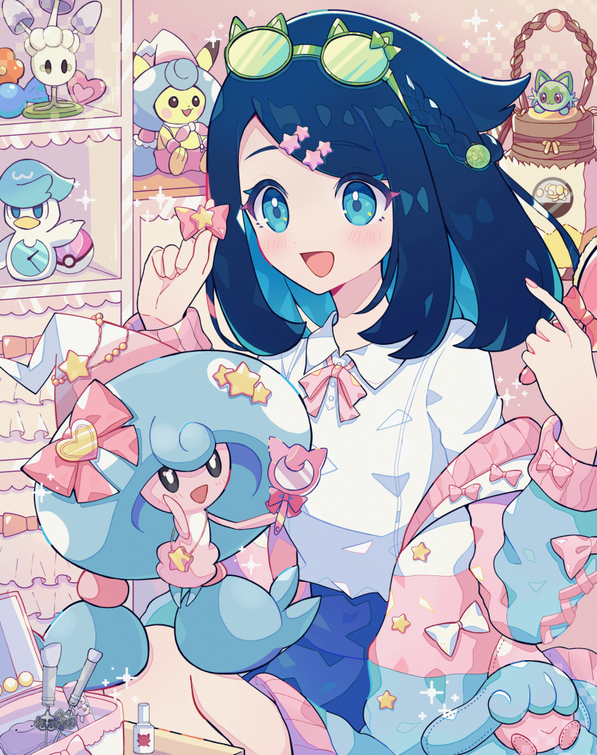 Safebooru - 1girl black hair blue eyes blush bow cowlick eyelashes hair ...