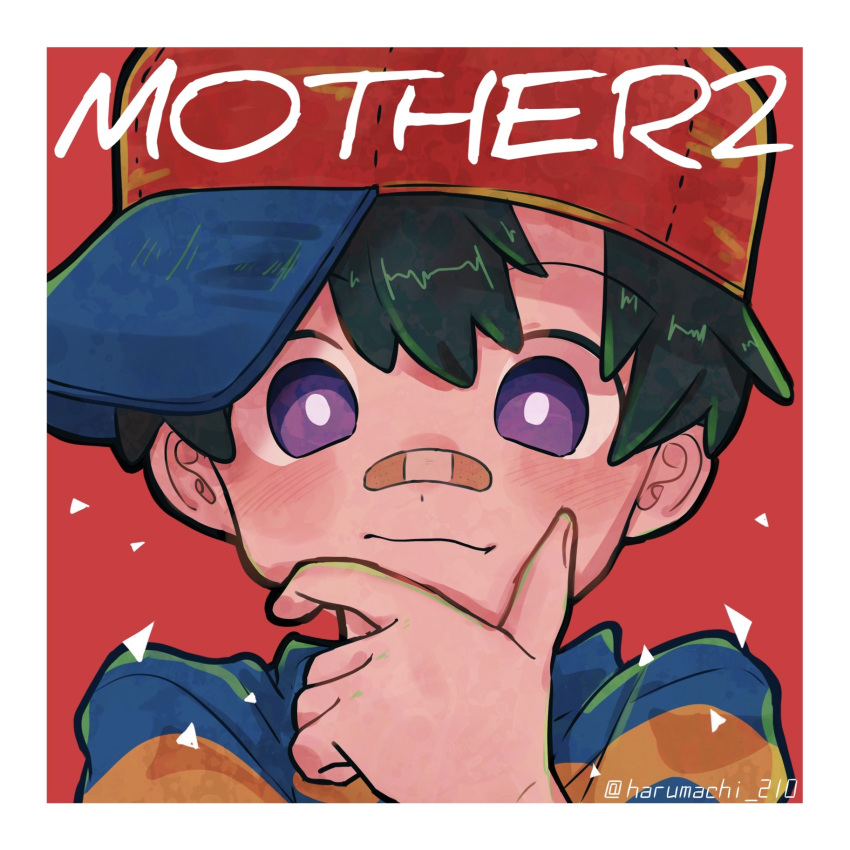 Safebooru - 1boy bandaid bandaid on face bandaid on nose baseball cap black hair blue eyes child ...