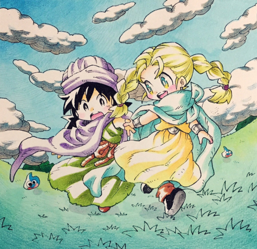 Safebooru - 1boy 1girl aged down bianca (dq5) black eyes black footwear ...