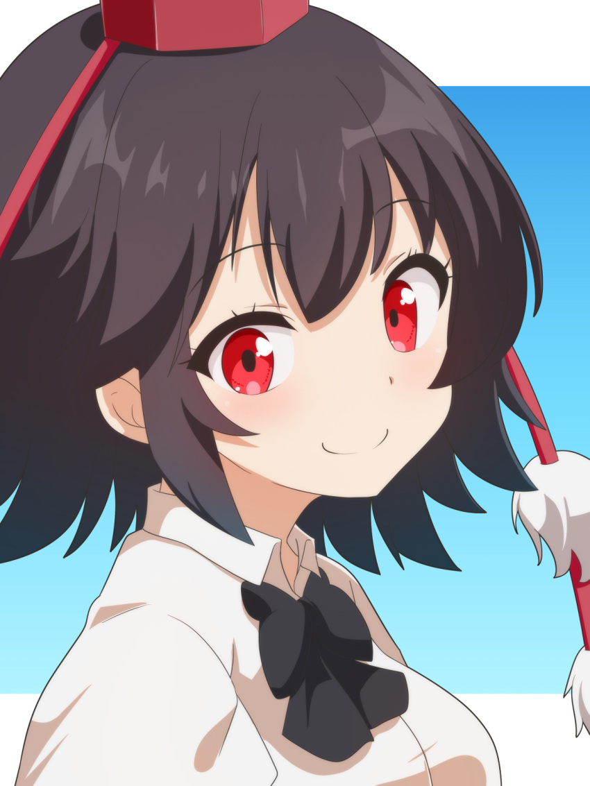 Safebooru - 1girl black bow black bowtie black hair blue background bow bowtie cato ...