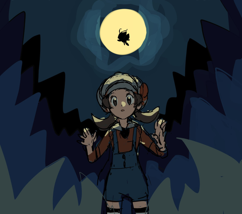 Safebooru - 1girl blue overalls bow brown eyes brown hair cabbie hat ...