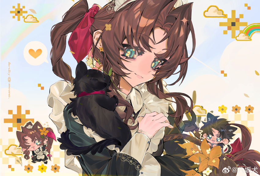 Safebooru - 1boy 2girls absurdres aerith gainsborough animal animal costume animal ears apron ...