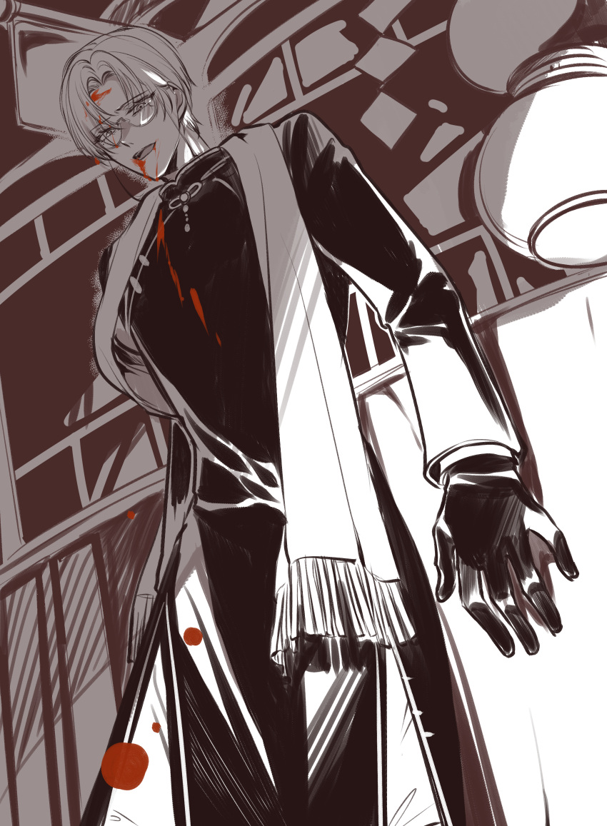 Safebooru - 1boy :d black gloves black jacket blood blood on clothes blood on face chinese ...