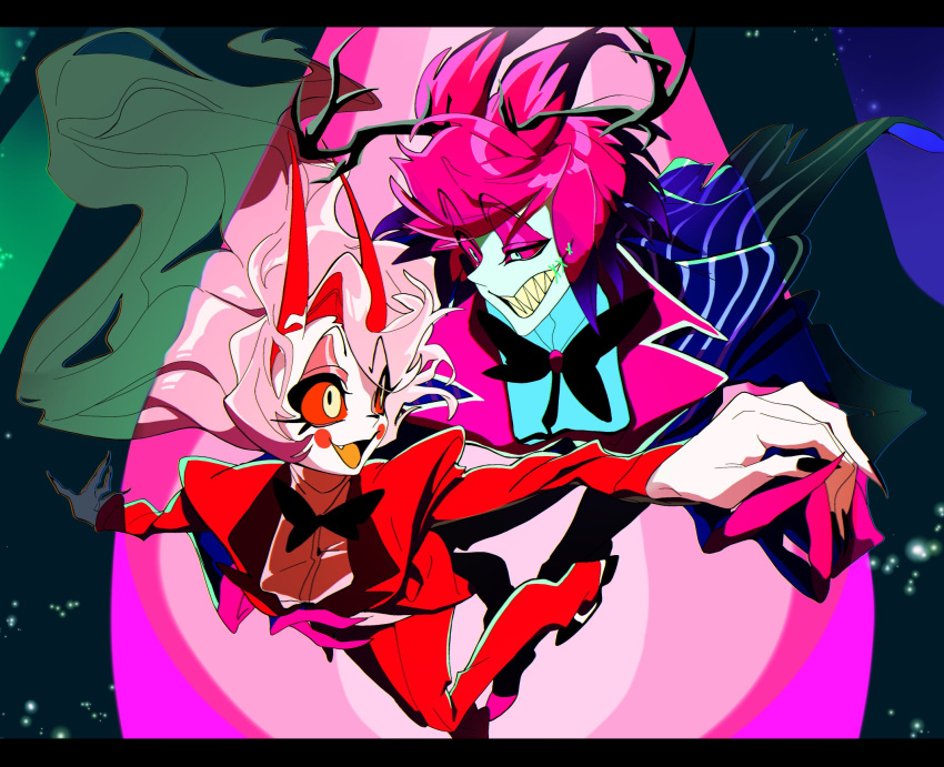 Safebooru - 1boy 1girl alastor (hazbin hotel) antlers blonde hair ...
