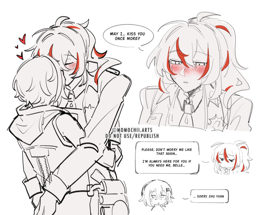 Safebooru - 2girls absurdres belle (zenless zone zero) blush closed eyes closed mouth collared ...