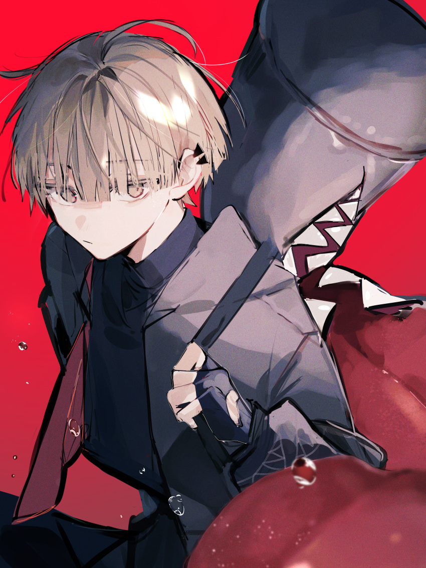 Safebooru - 1boy absurdres backpack bag black gloves black jacket black pants black shirt blonde ...