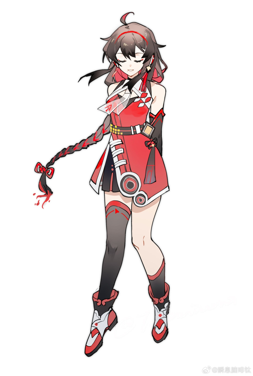 Safebooru - 1girl absurdres ahoge ankle boots arms behind back asymmetrical legwear bare ...