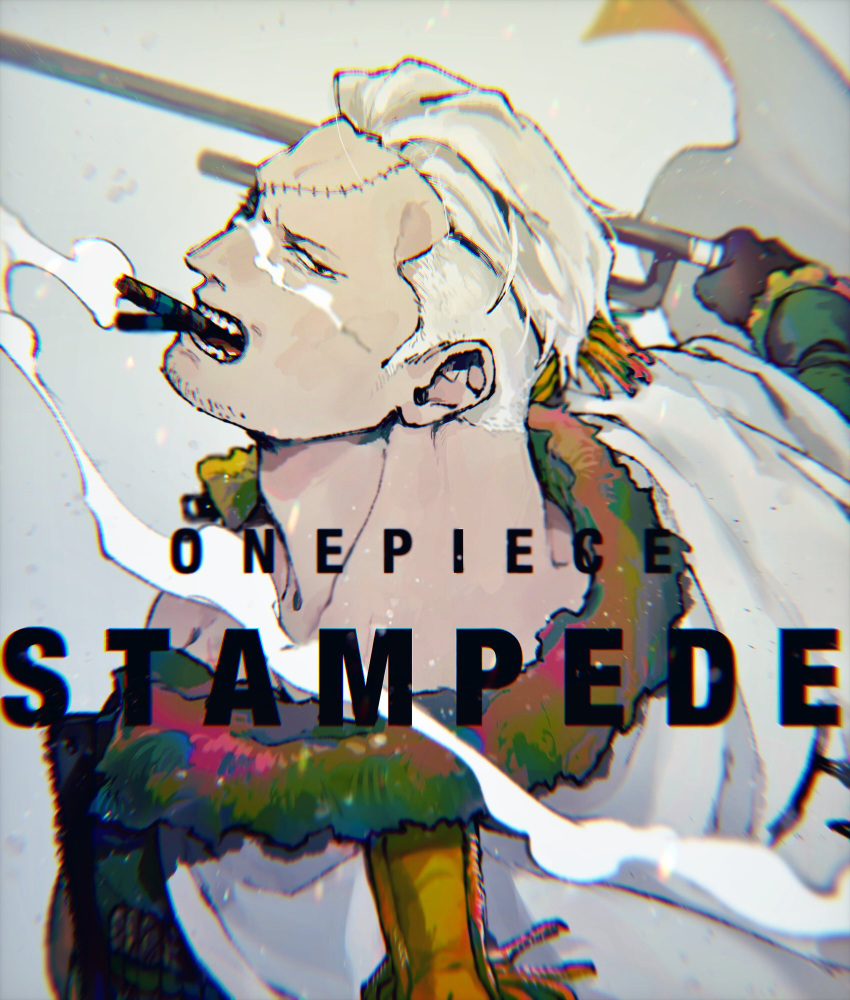 Safebooru - 1boy beard stubble cigar coat coat on shoulders commentary ...