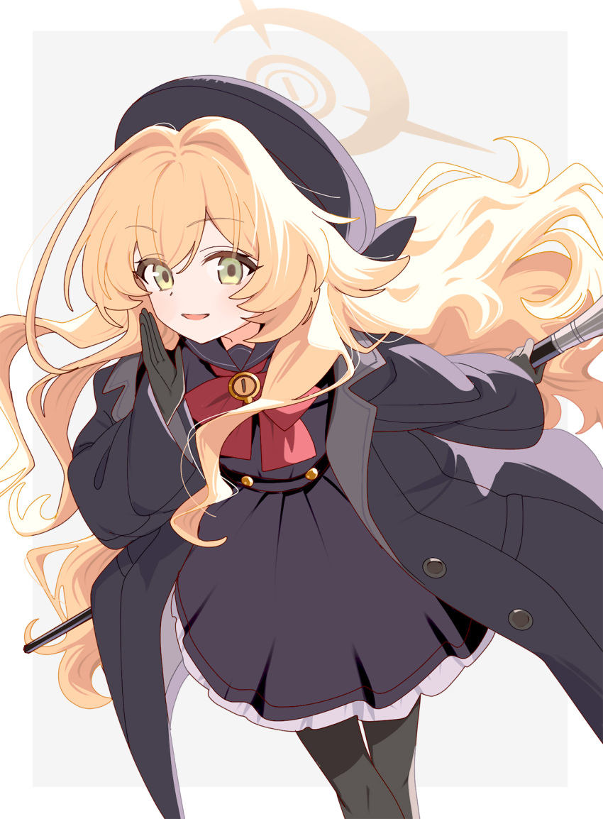 Safebooru - 1girl beret black coat black gloves black hat black pantyhose black sailor collar ...