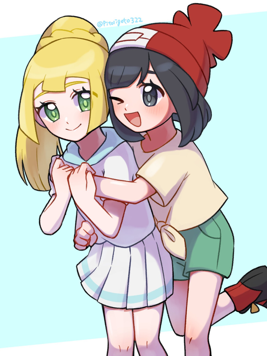 Safebooru - ;d black eyes black hair blonde hair closed mouth eyelashes ...