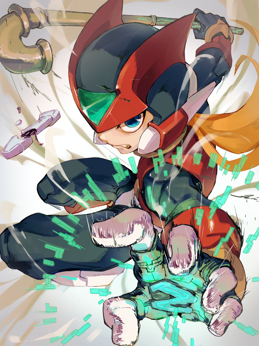 Safebooru - 1boy absurdres armor blue eyes broken broken weapon ...