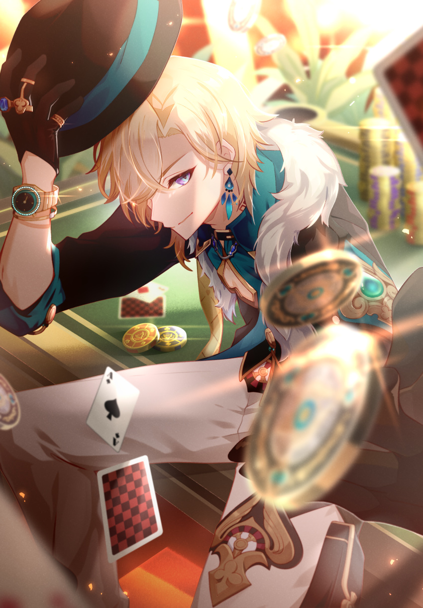 Safebooru - 1boy absurdres ace (playing card) aqua shirt aventurine (honkai: star rail) barcode ...