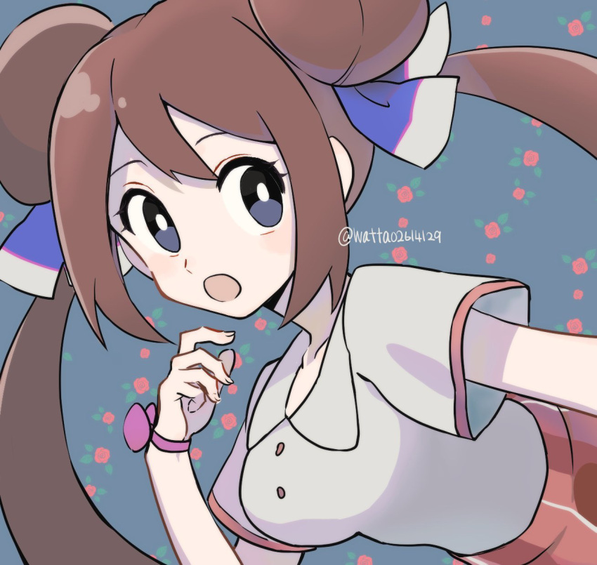 Safebooru - 1girl :o black eyes breasts bright pupils brown hair collared shirt commentary ...