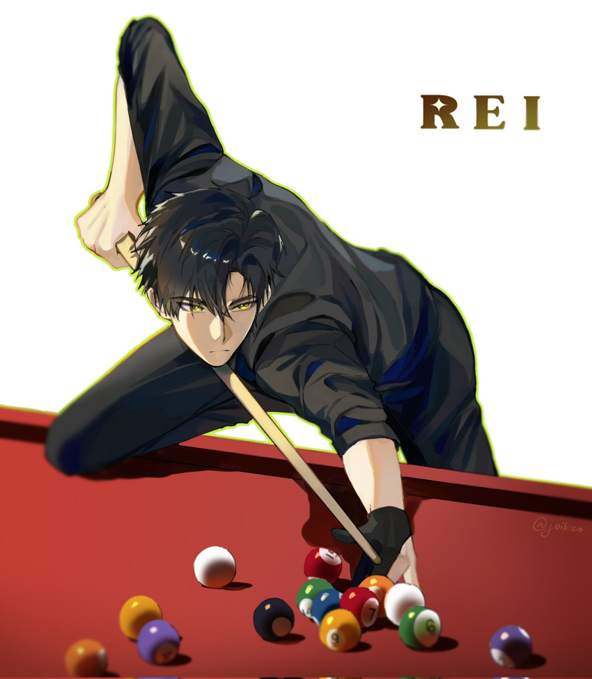 Safebooru - 1boy ball billiard ball black gloves black pants black ...