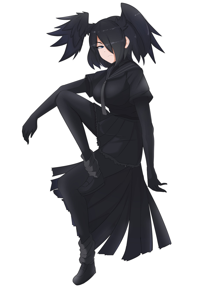 Safebooru - 1girl absurdres bird girl bird tail bird wings black footwear black gloves black ...