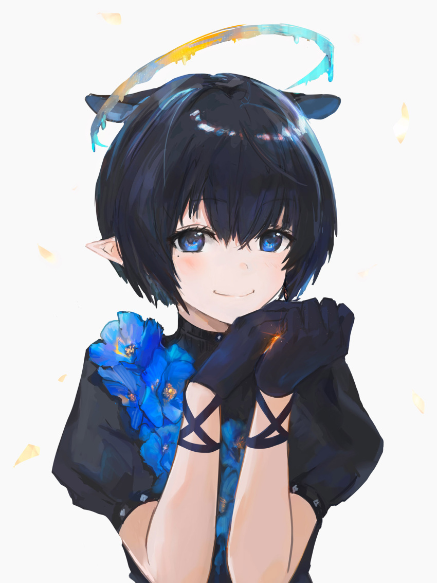 Safebooru - 1girl animal ears black dress black hair blue eyes blue ...
