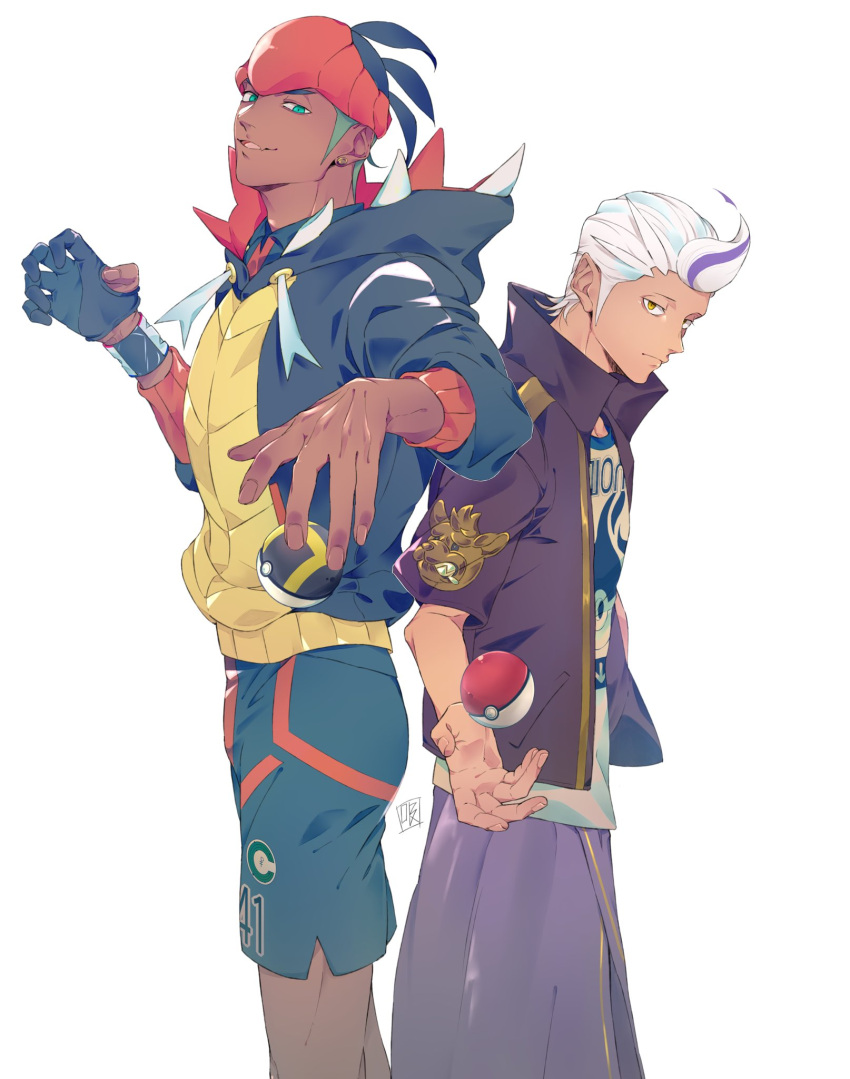 Safebooru - 2boys back-to-back black gloves black hair blue eyes blue ...