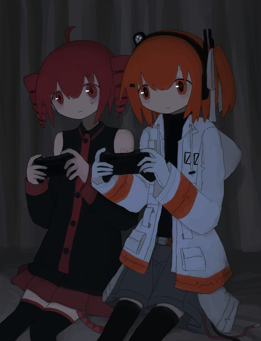 Safebooru - 2girls a.i. voice adachi rei ahoge bare shoulders black shirt black sleeves black ...