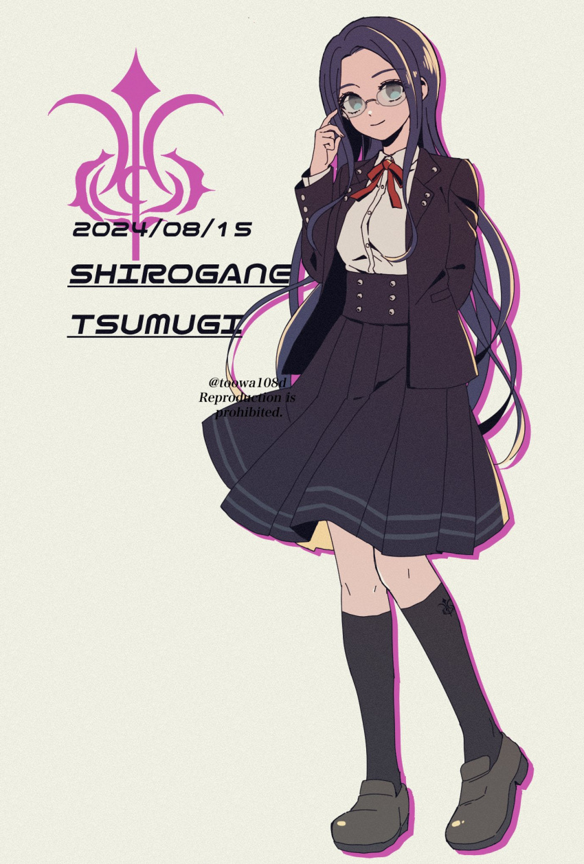 Safebooru - 108 (toowa) 1girl black hair black jacket breasts brown footwear character name ...