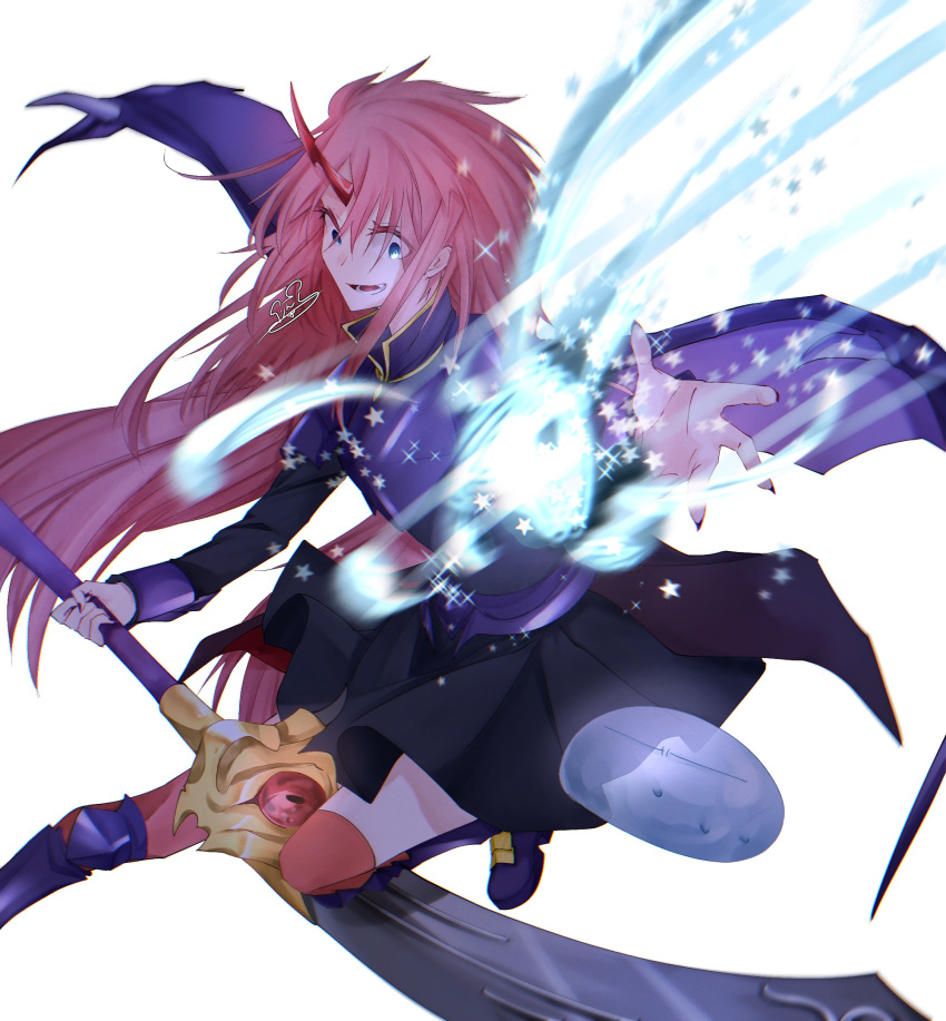 Safebooru - 1girl 1other = = armor black shirt black skirt blue eyes ...