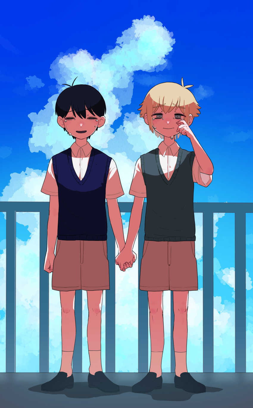 Safebooru - 2boys absurdres basil (faraway) (omori) basil (omori) black footwear black hair ...