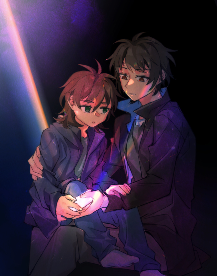 Safebooru - 2boys black jacket black pants black shirt blue pants brown eyes brown hair fengtian ...