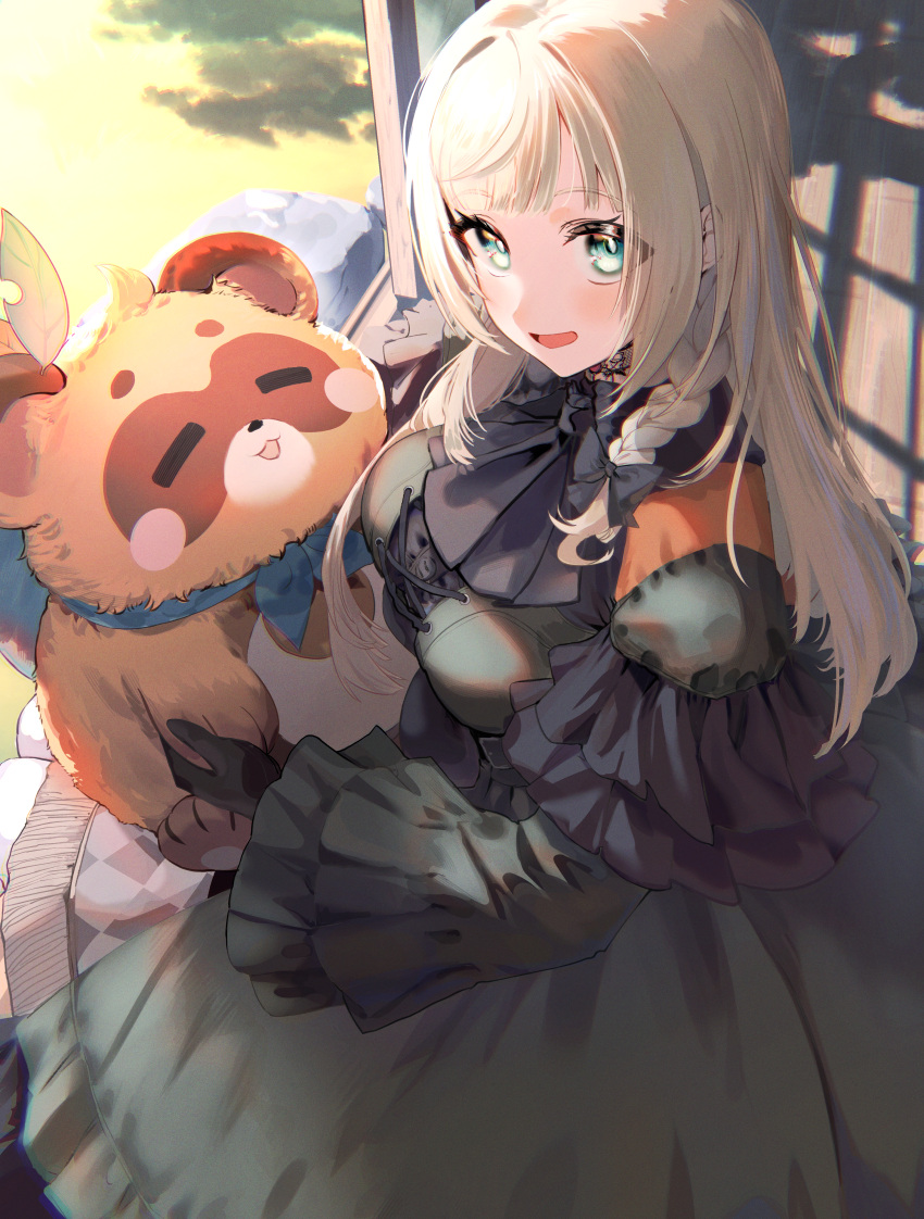 Safebooru - 1girl absurdres black bow black choker black dress black gloves blonde hair blush ...