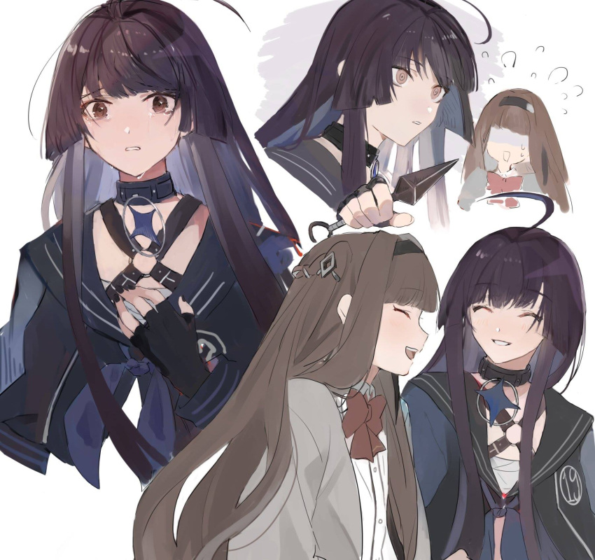 Safebooru - 2girls ^ ^ ahoge bad id bad twitter id black choker black eyes black gloves black ...