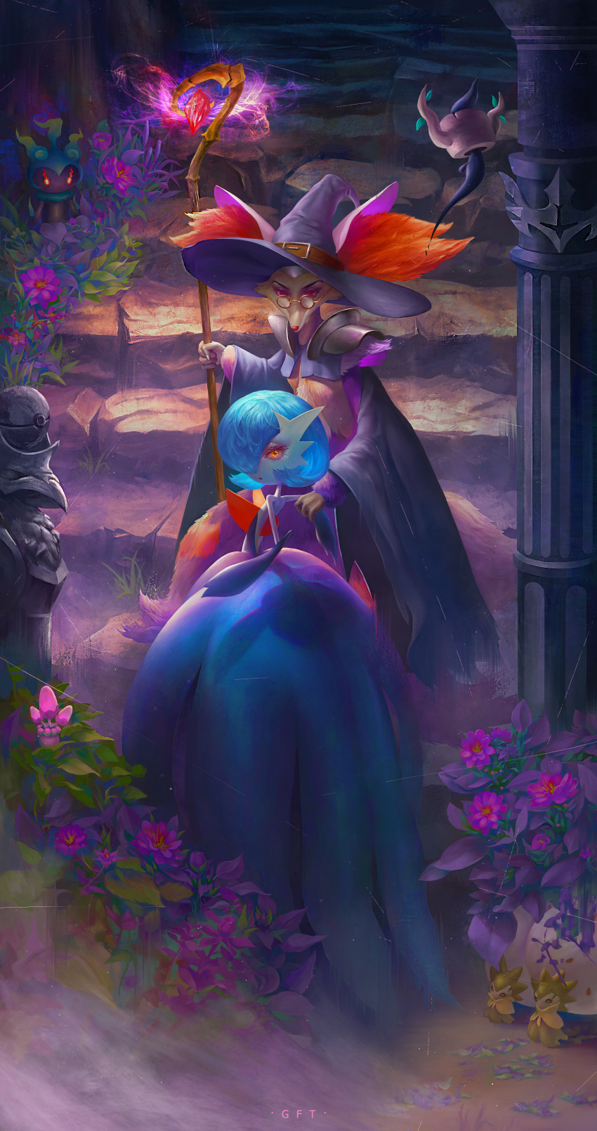 Safebooru - absurdres alternate color black dress black gloves blue ...