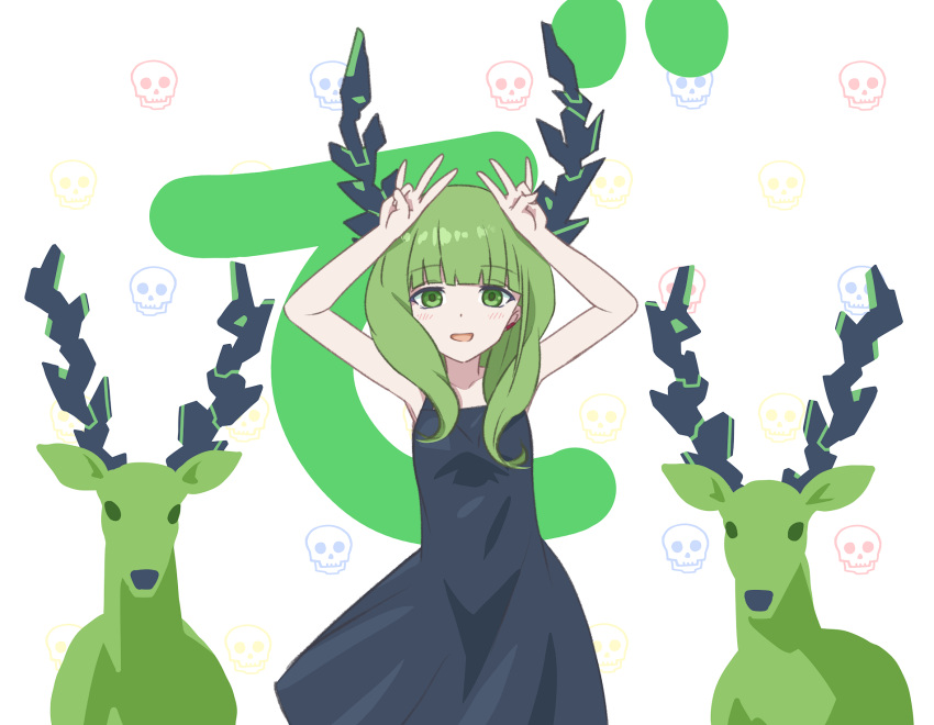 Safebooru - 1girl 2others 32zzz bare arms black dress black horns black rock shooter black rock ...