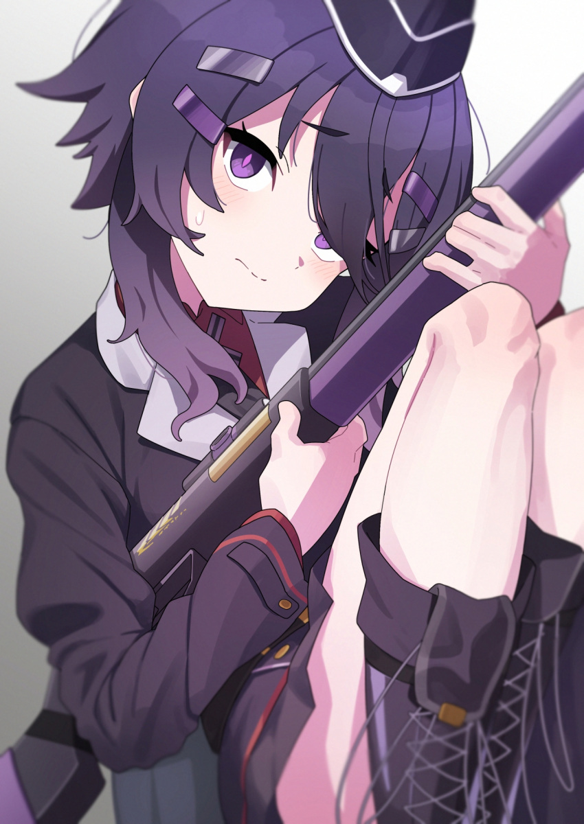 Safebooru - blue archive boots closed mouth garrison cap gun hair ...