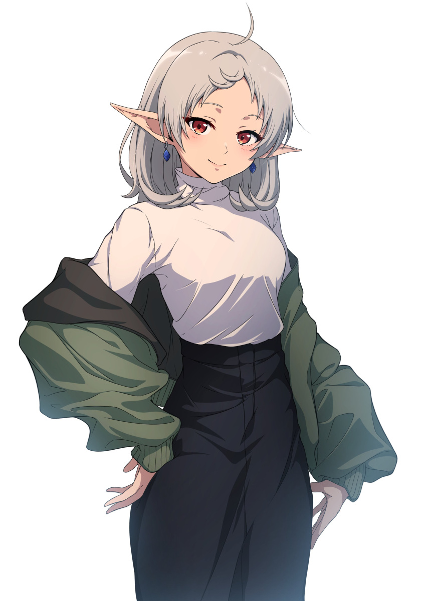 Safebooru - 1girl absurdres adapted costume ahoge blush breasts casual closed mouth contemporary ...