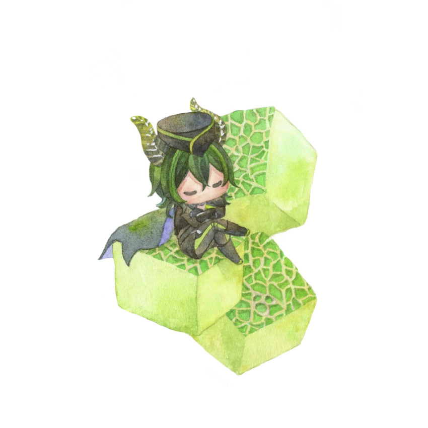 Safebooru - 1boy cantaloupe cape chibi crossed arms crossed legs dragon ...