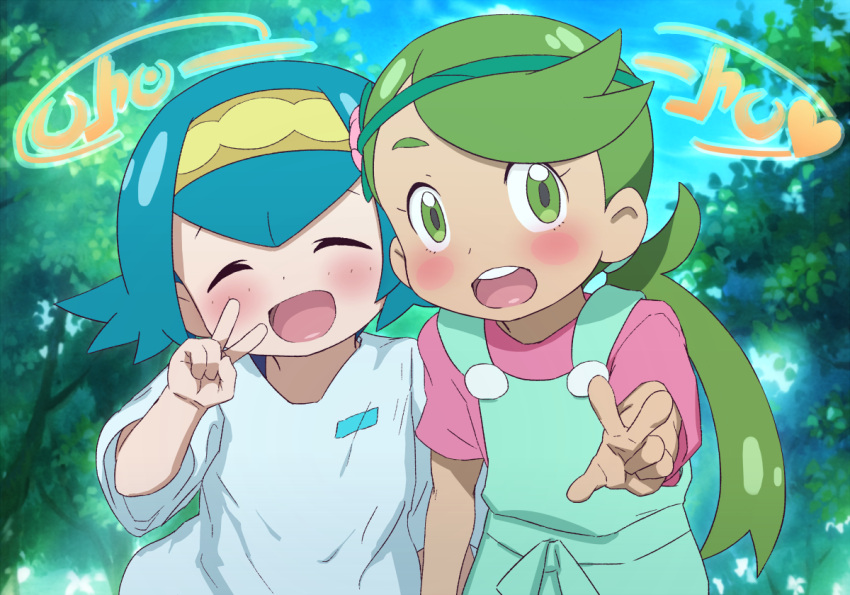 Safebooru - 2girls :d ^ ^ aged down blue hair blue sky blurry blurry background child closed ...