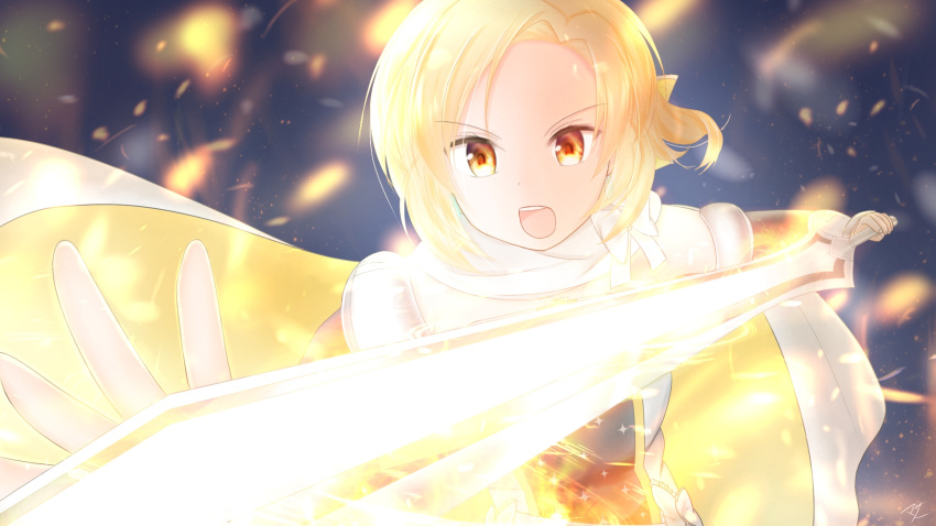 Safebooru - 1girl anima yell! black dress blonde hair cheering ...