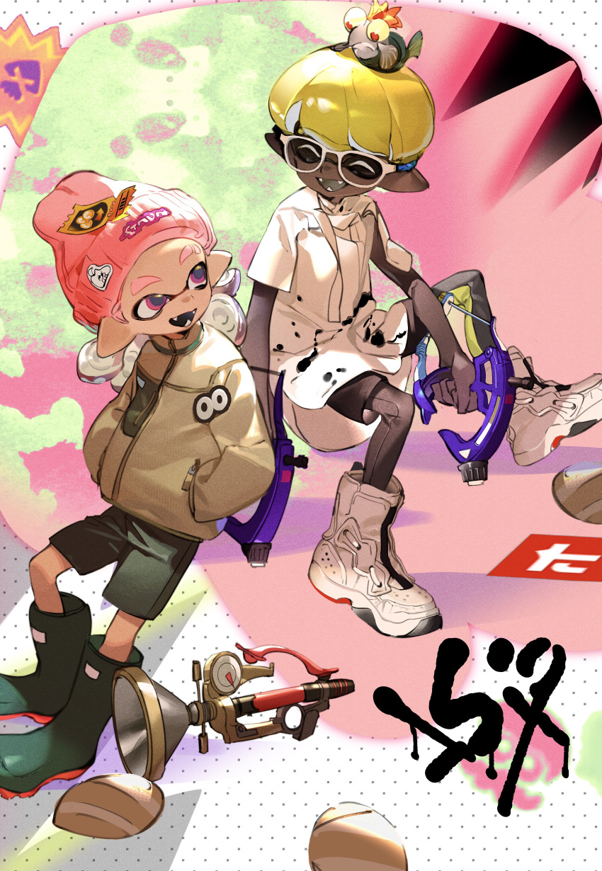 Safebooru - 2boys :d ^ ^ absurdres against chair against wall animal on ...