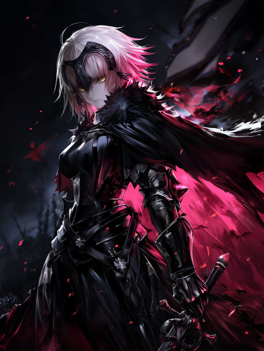 Safebooru - 1girl absurdres ai-generated armor armored dress black dress dress fate/grand order ...