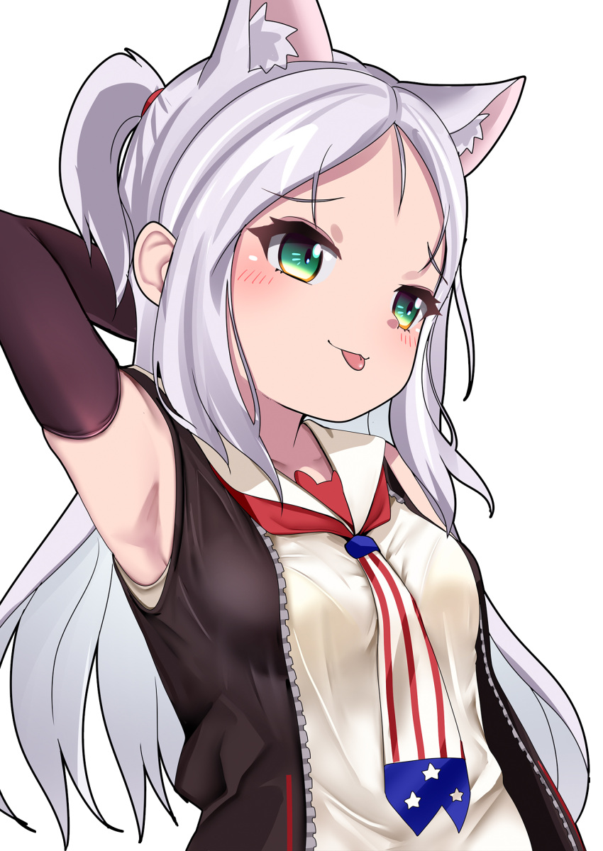 Safebooru - 1girl animal ear fluff animal ears armpits azur lane black gloves black vest blush ...