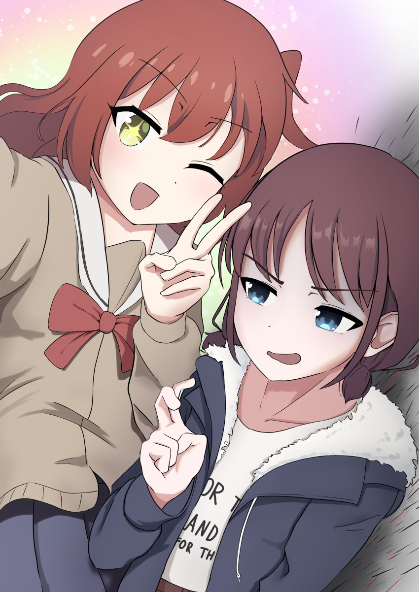 Safebooru - 2girls absurdres angry blue eyes blue jacket blue skirt bocchi the rock! bow bowtie ...