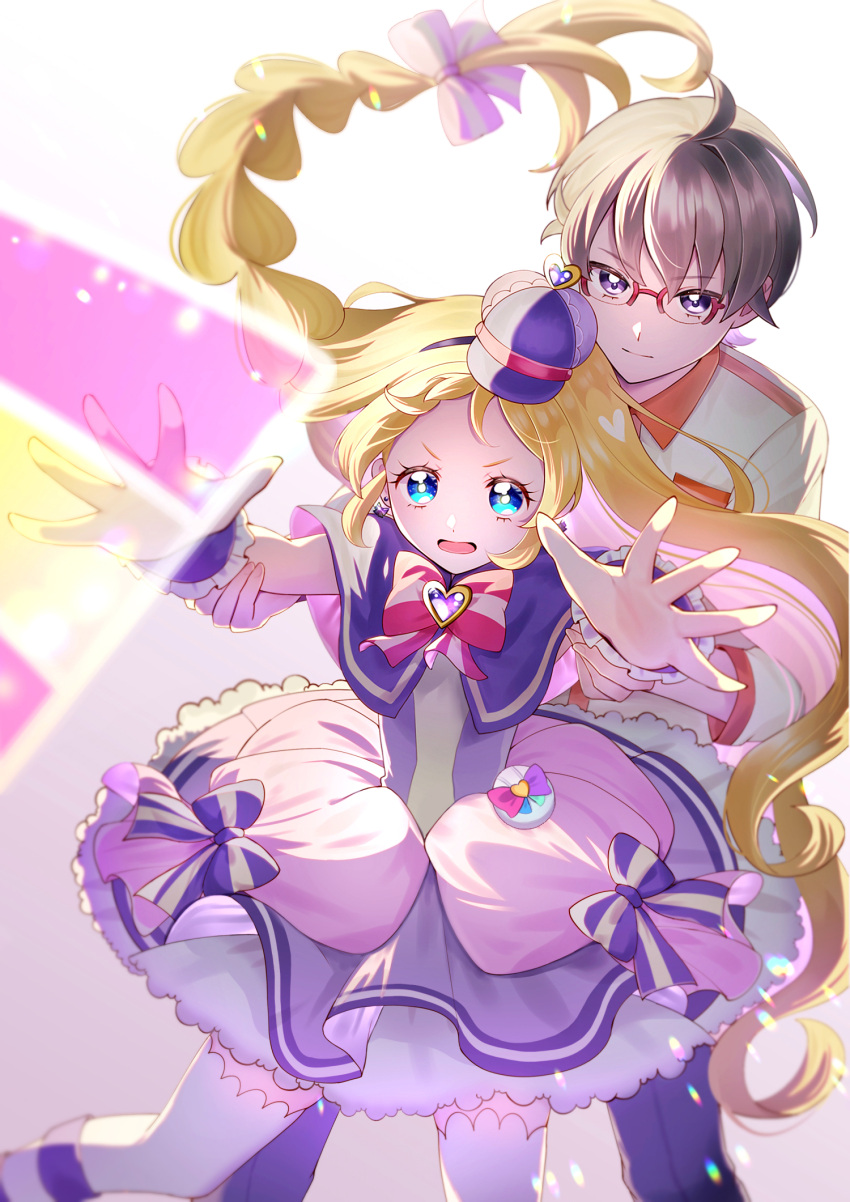 Safebooru - 1boy 1girl blonde hair braid closed mouth couple cure ...