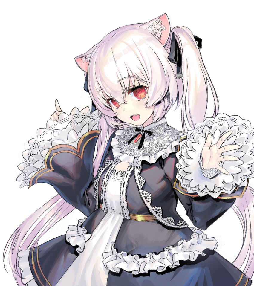 Safebooru - 1girl @ @ animal ear fluff animal ears cat ear fang frills ...
