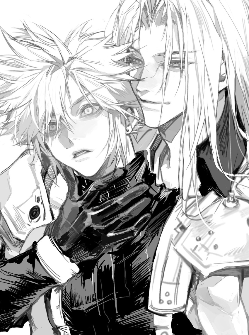 Safebooru - 2boys armor bracer cloud strife expressionless final ...